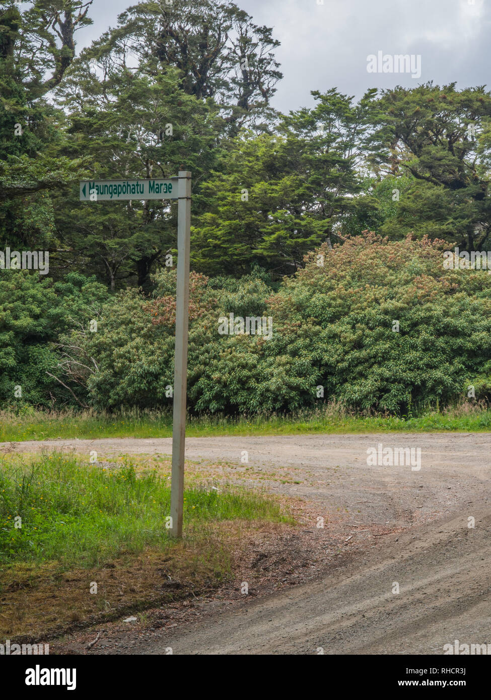 Sign post for Maungapohatu Marae, Taupeupe Saddle, State Highway 38, Te ...