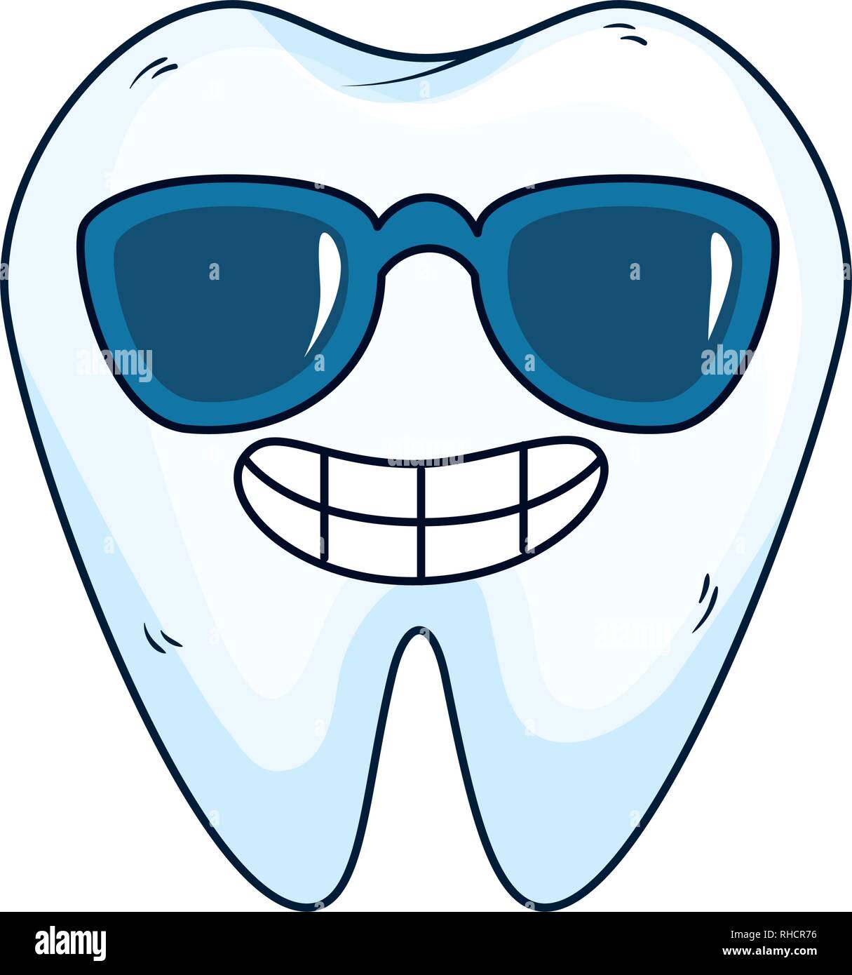 comic tooth with sunglasses kawaii character Stock Vector Image & Art ...