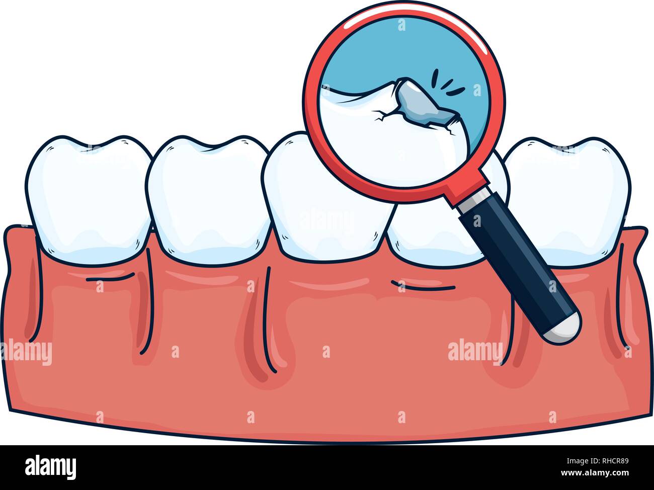 human teeth with magnifying glass Stock Vector Image & Art - Alamy