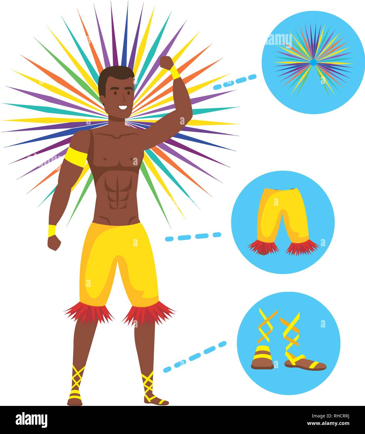 brazilian male dancer with accessories infographic Stock Vector Image ...