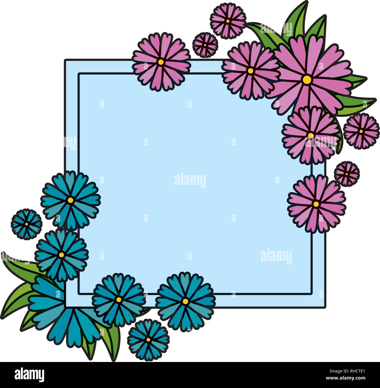 square frame with flowers and leafs Stock Vector Image & Art - Alamy