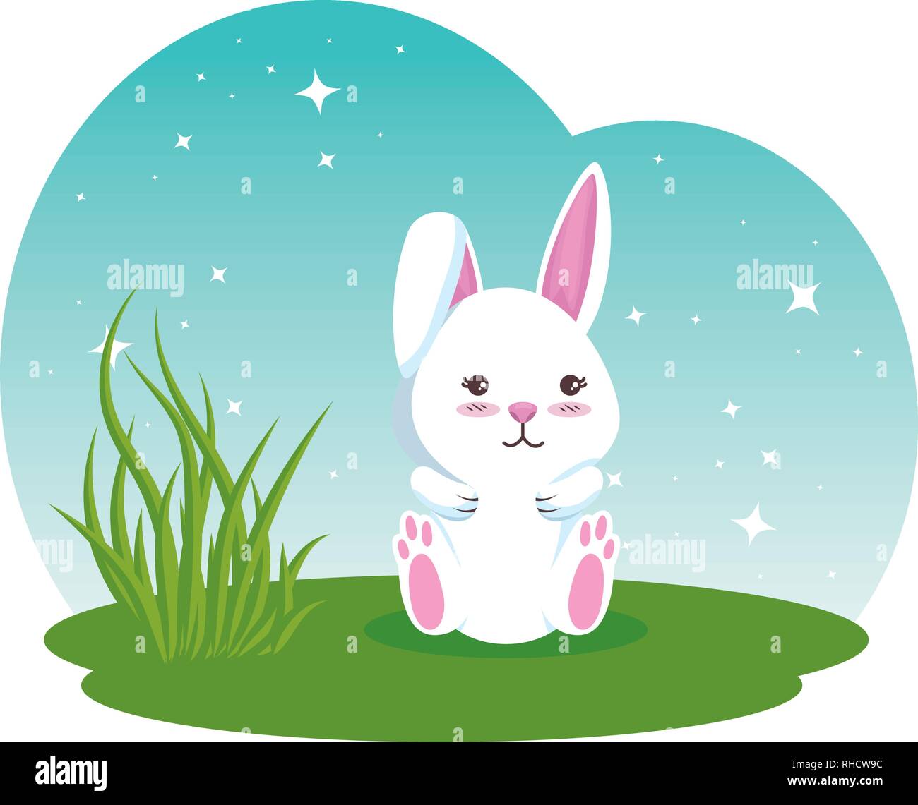 cute rabbit in the field character Stock Vector Image & Art - Alamy