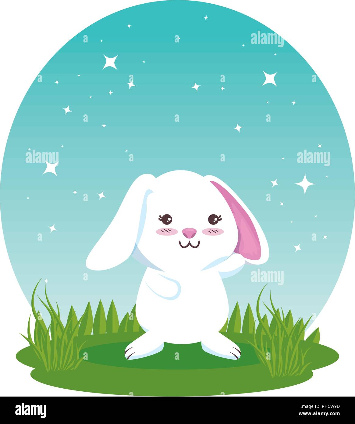 cute rabbit in the field character Stock Vector Image & Art - Alamy