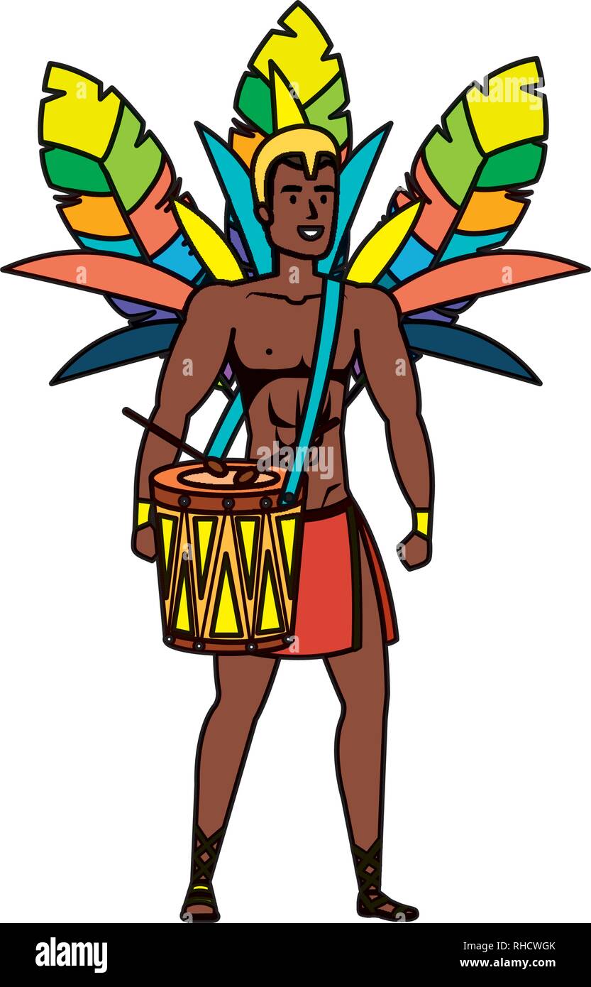 brazilian male dancer playing drum Stock Vector Image & Art - Alamy