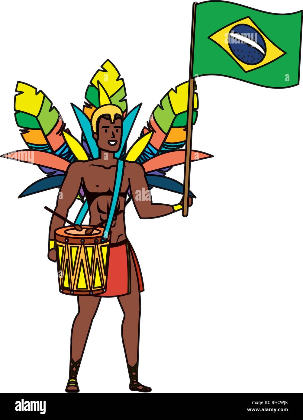 brazilian male dancer playing drum with flag Stock Vector Image & Art ...