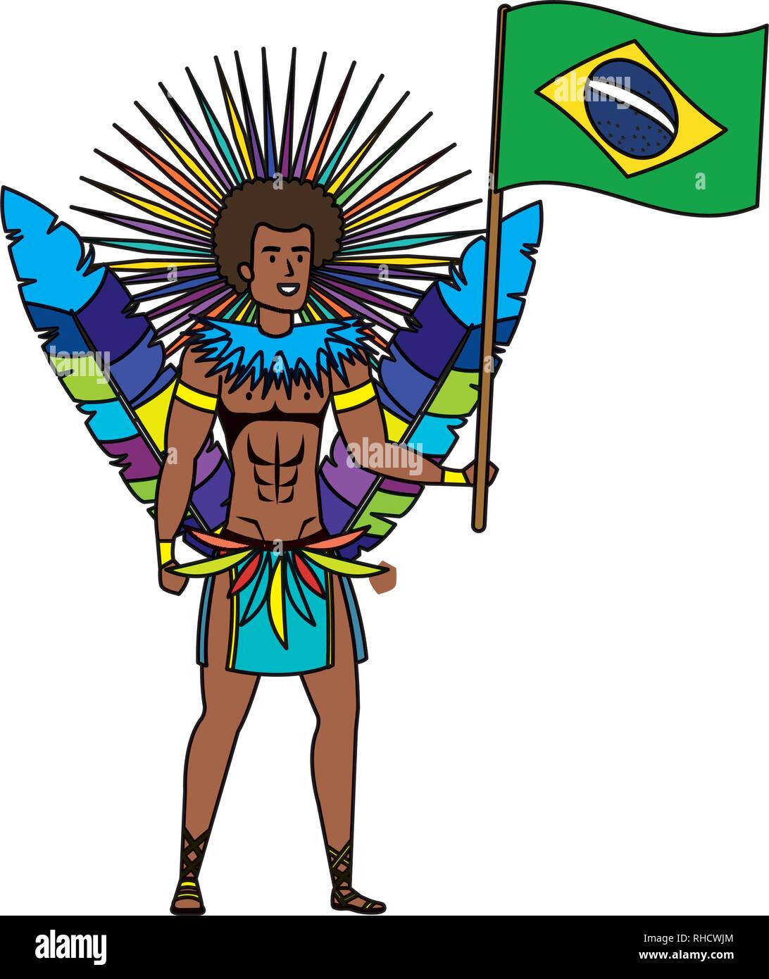 brazilian male dancer waving flag Stock Vector Image & Art - Alamy