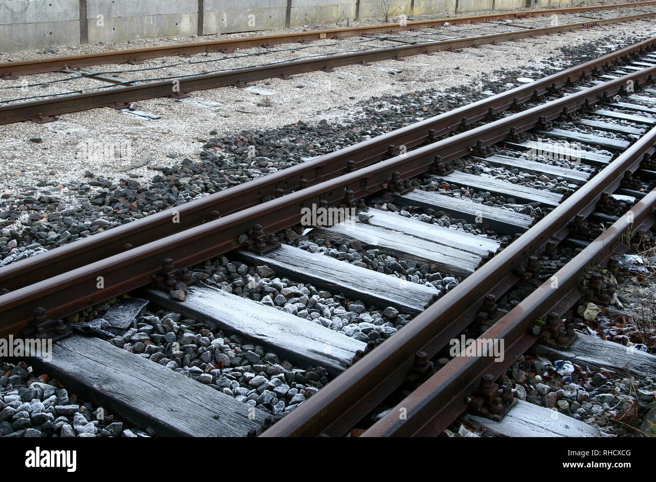 Railway tracks in denmark Stock Photo - Alamy