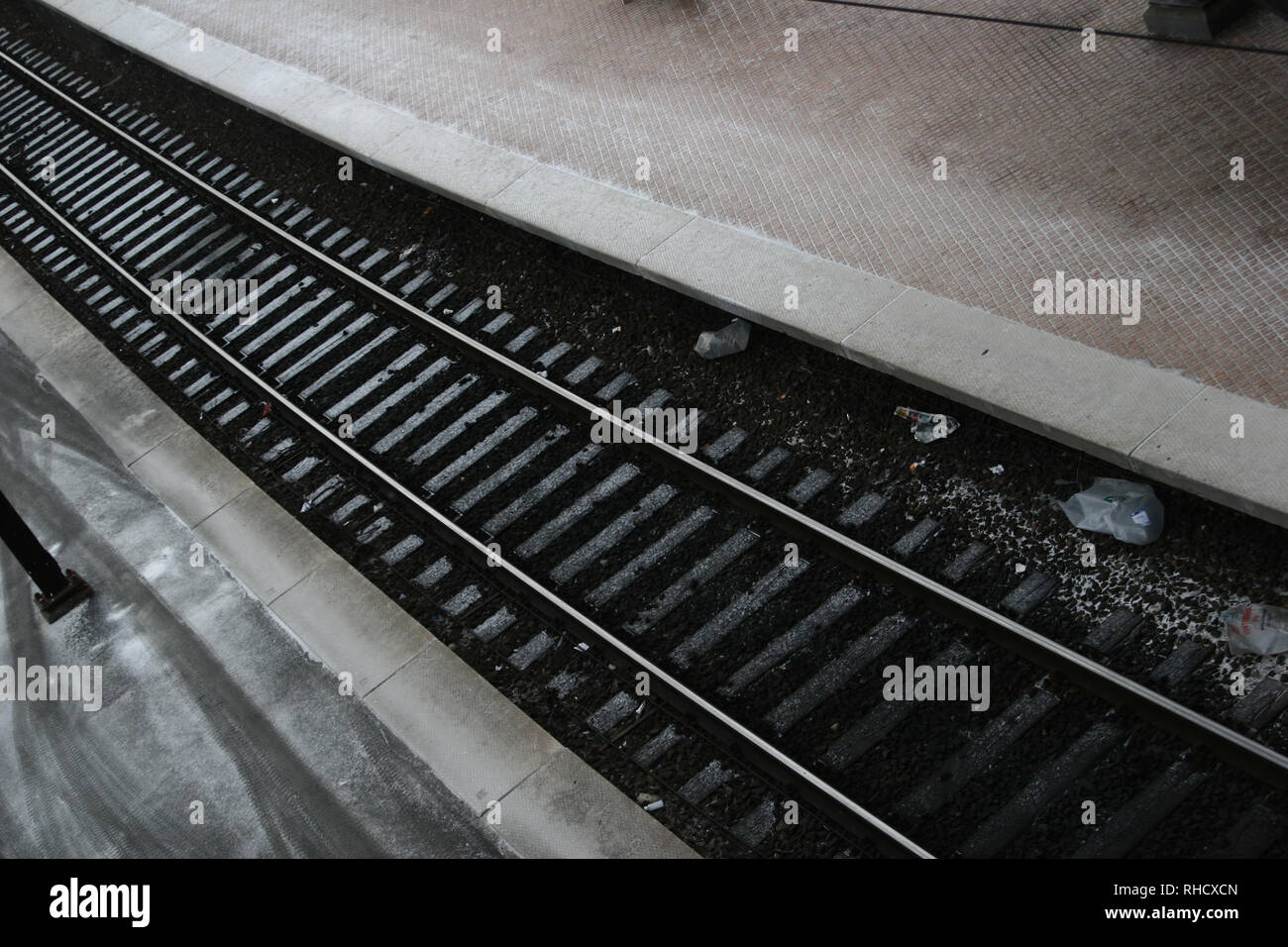Railway tracks in denmark Stock Photo - Alamy