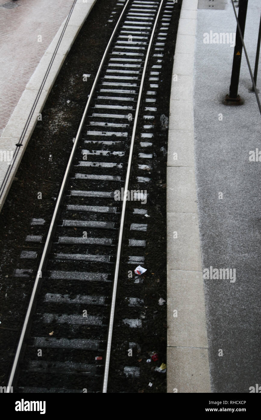 Railway tracks in denmark Stock Photo - Alamy