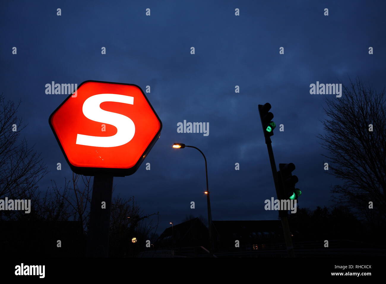 S train sign in Denmark Stock Photo - Alamy