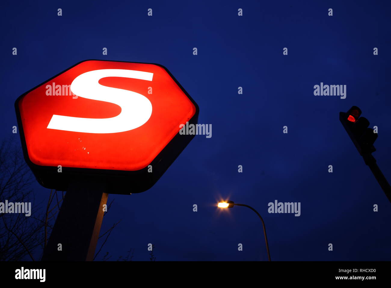 S train sign in Denmark Stock Photo - Alamy