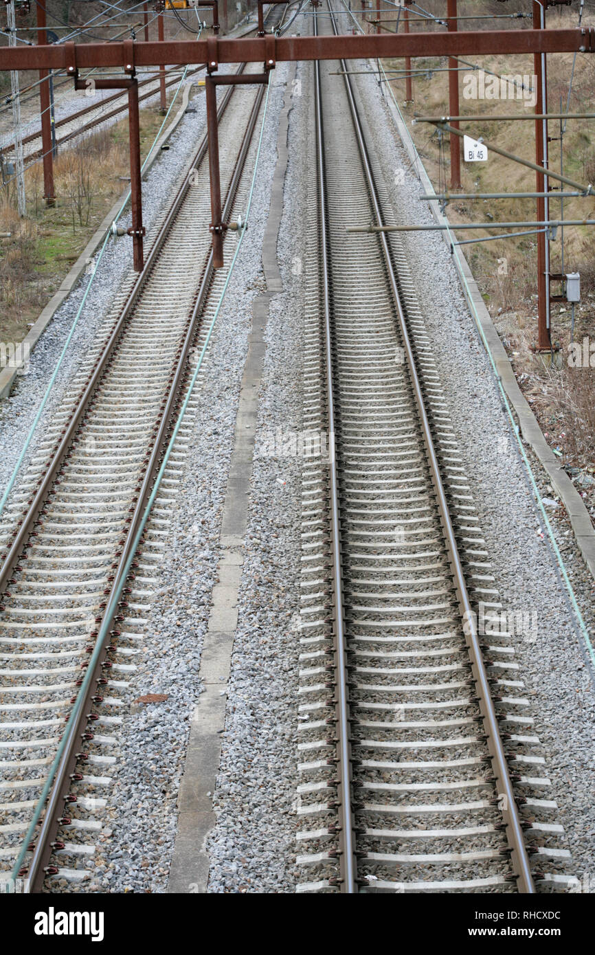 Railway tracks in denmark Stock Photo - Alamy