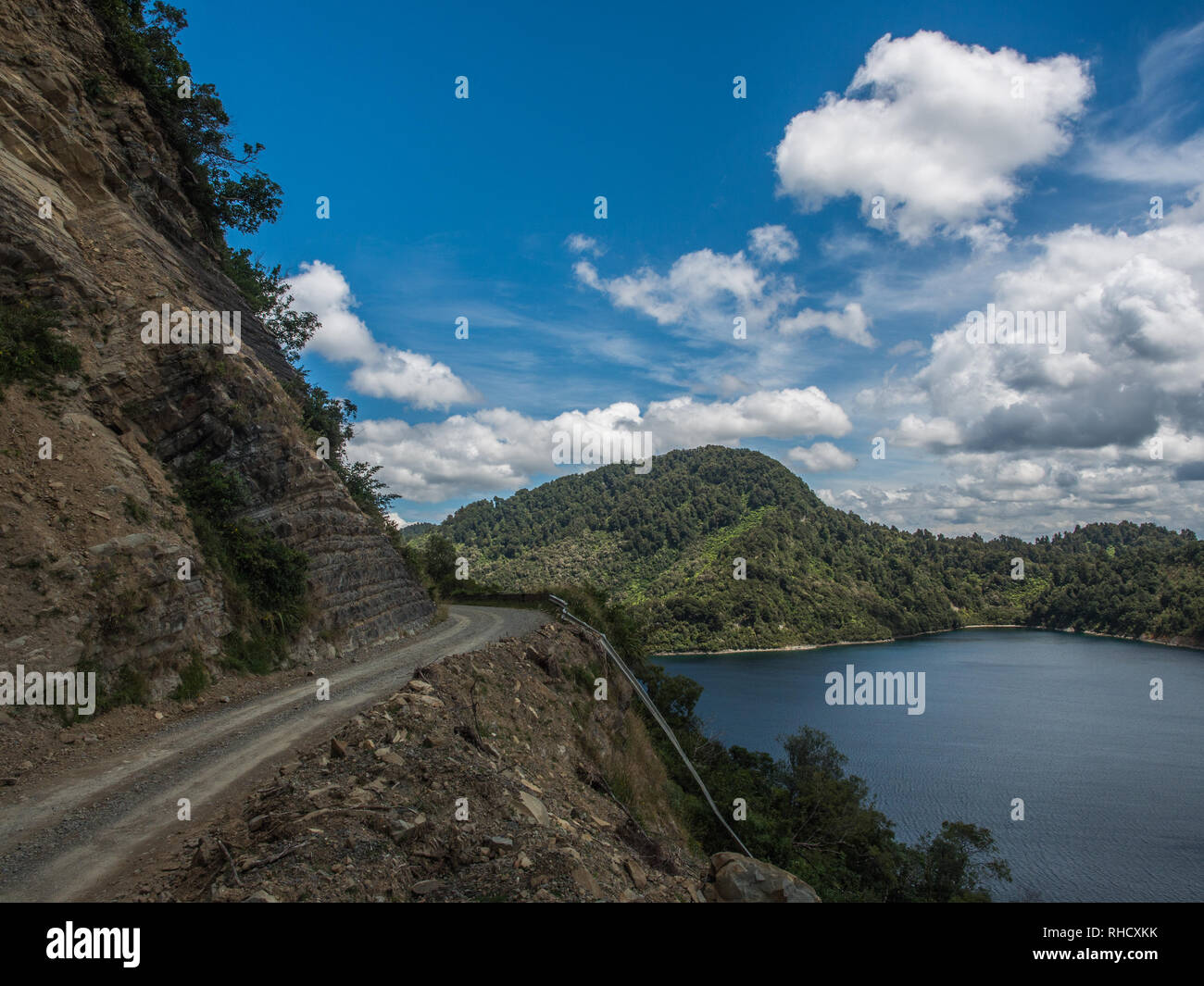 Lake Waikareomana, from the road around Waihirere Bluff, Te Urewera ...