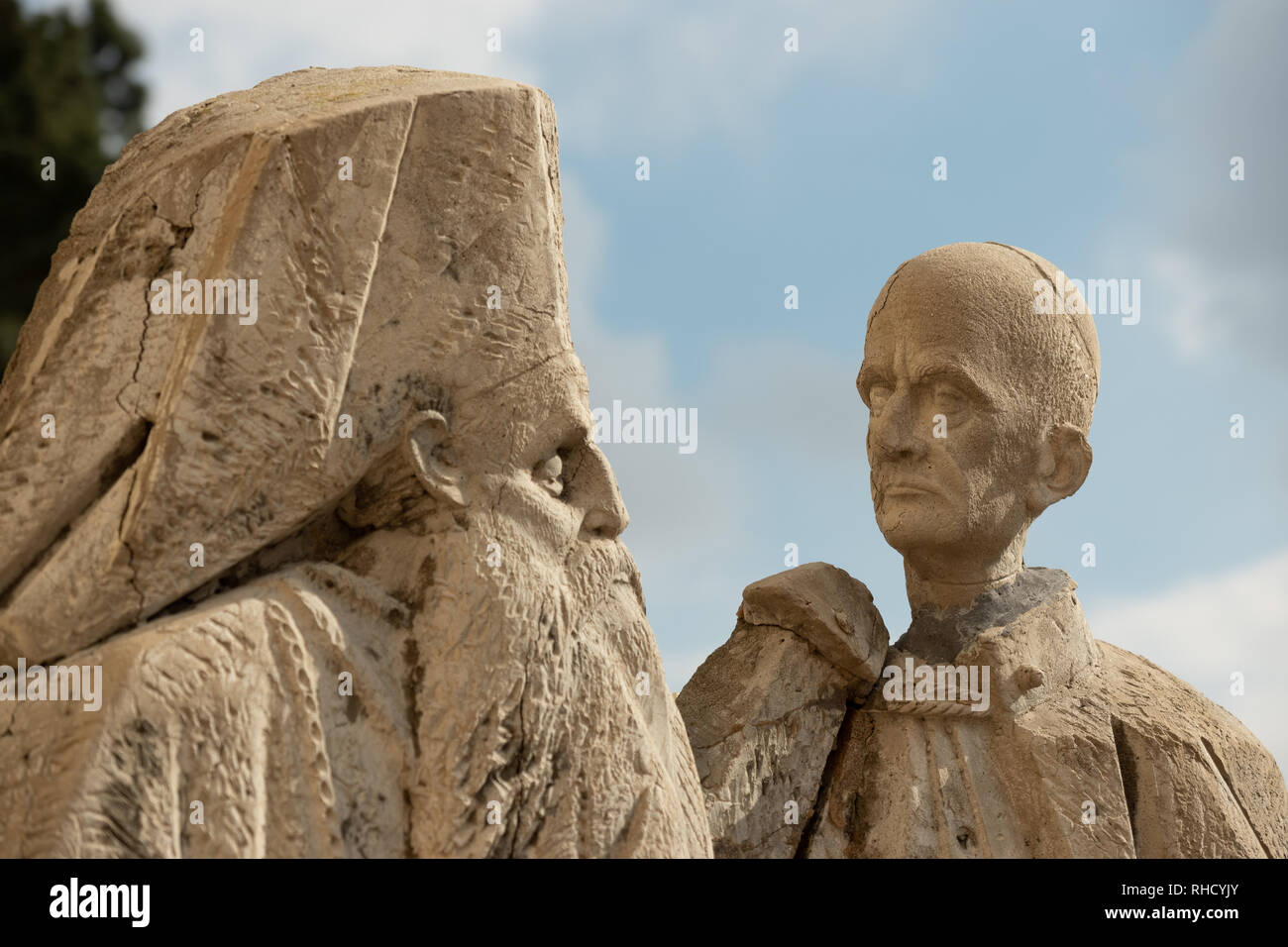 Statue of Pope Paul VI. in front of the Basilica of the Annunciation in ...