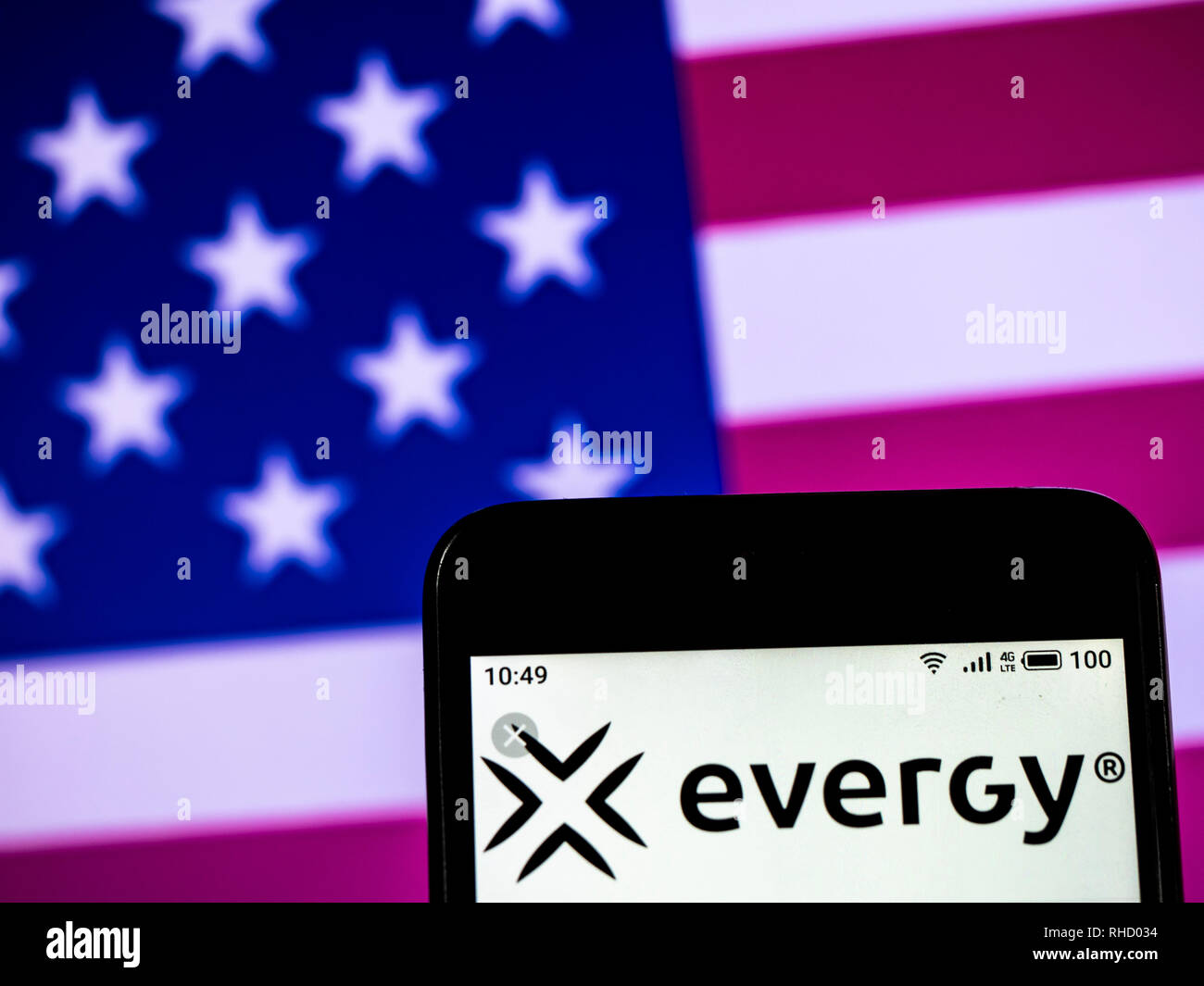 Evergy Electric services company logo seen displayed on smart phone ...