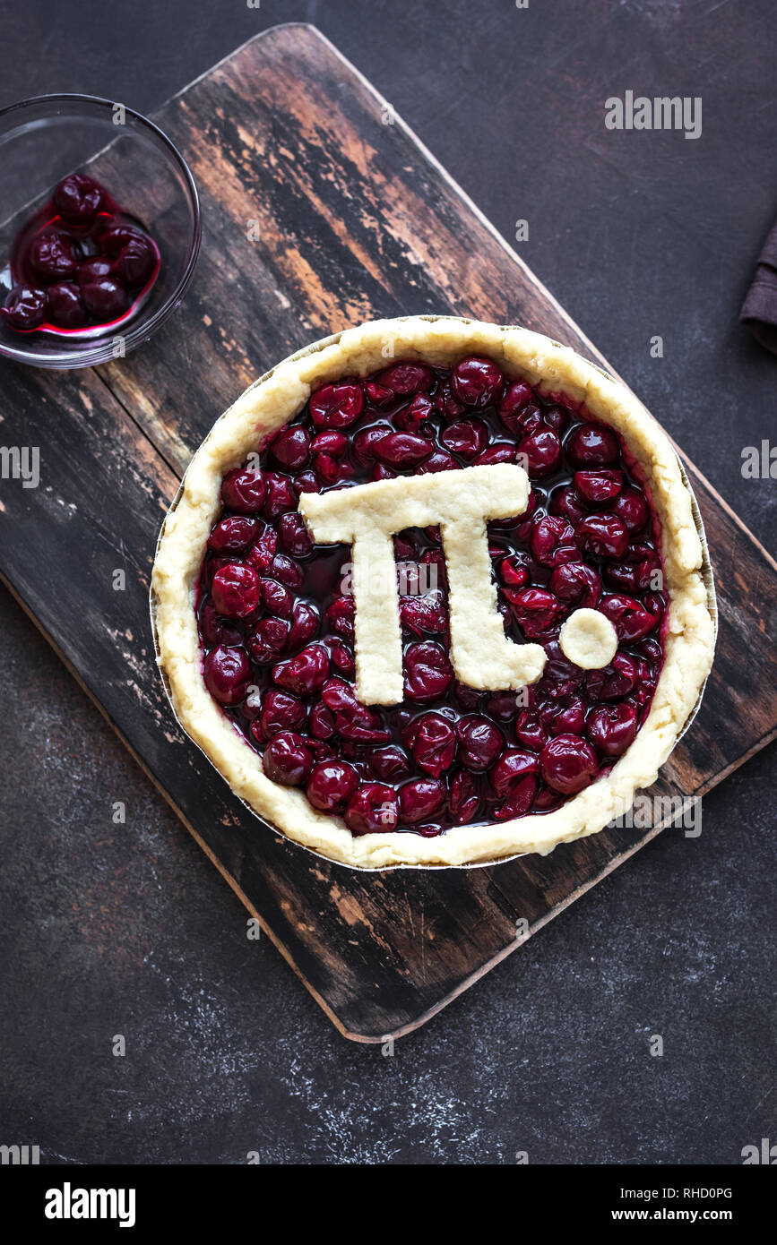 Pi Day Cherry Pie - making homemade traditional Cherry Pie with Pi sign ...