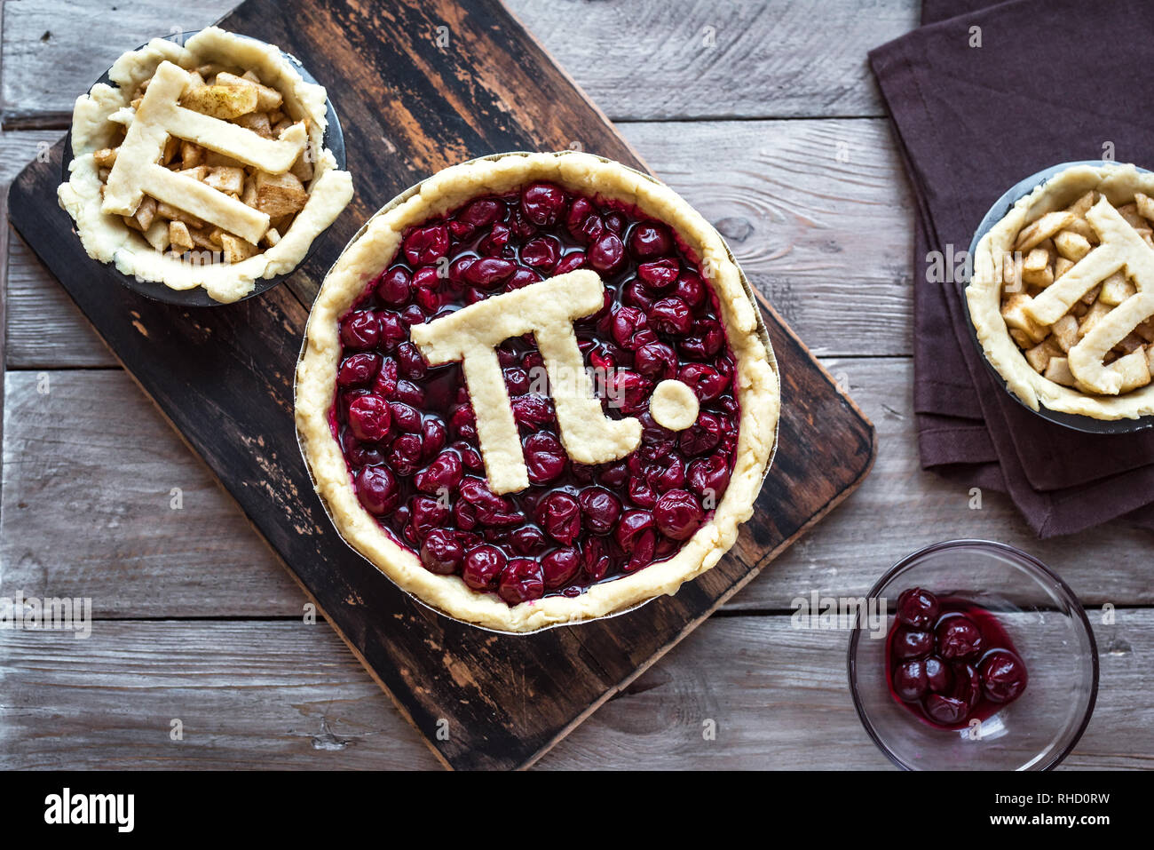 Pi Day Cherry and Apple Pies - making homemade traditional various Pies ...