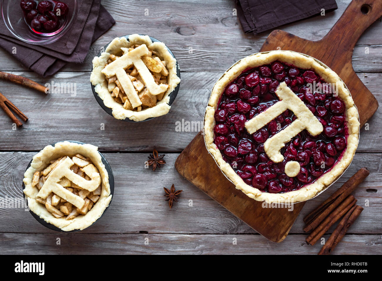 Pi Day Cherry and Apple Pies - making homemade traditional various Pies ...