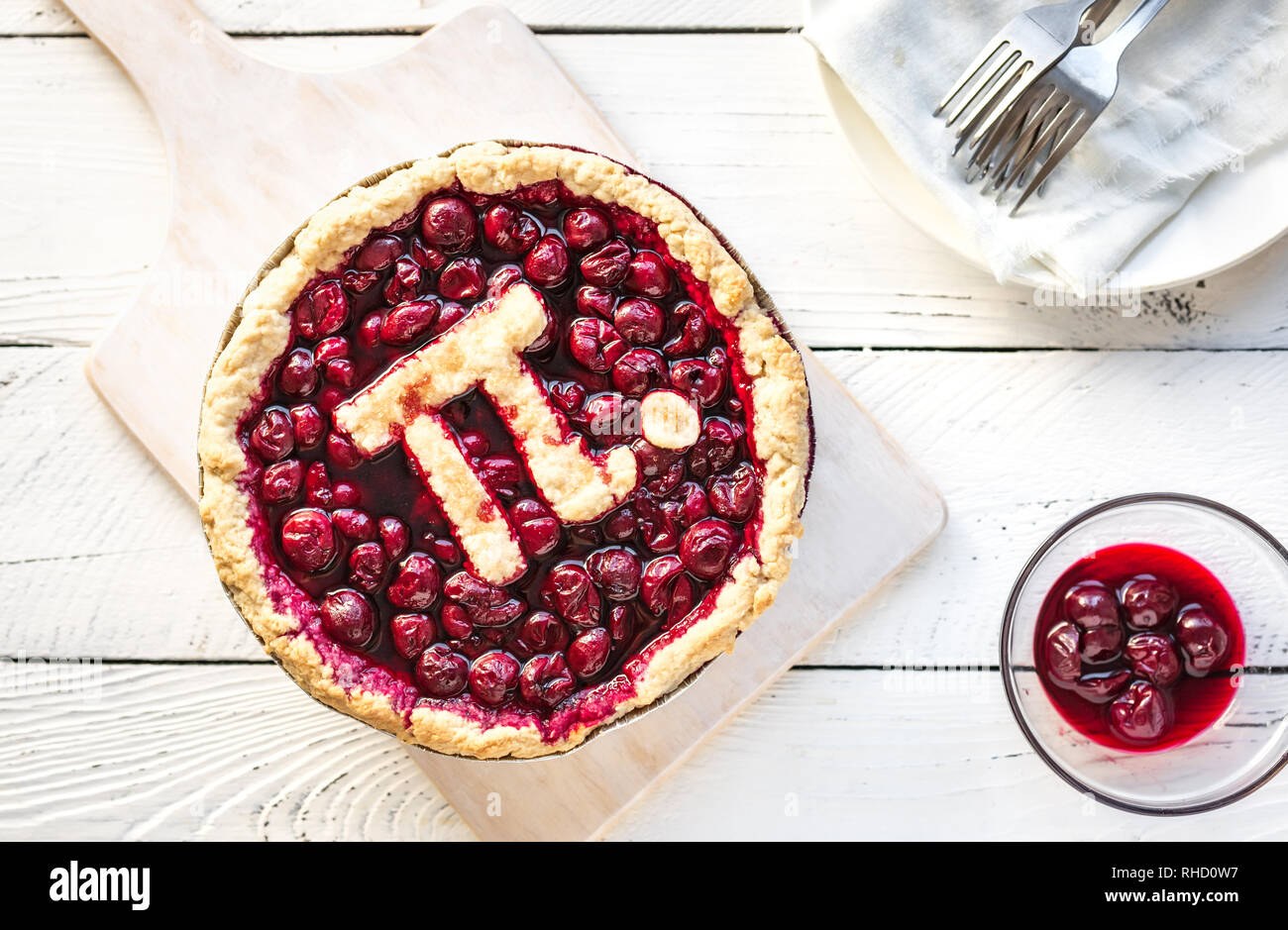 Pi Day Cherry Pie - Homemade Traditional Cherry Pie with Pi sign for ...