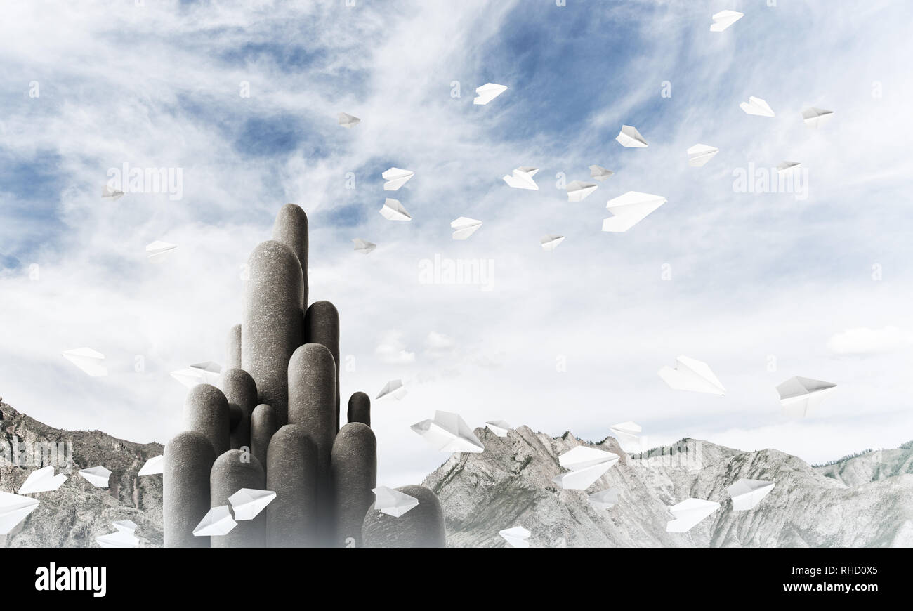 Multiple stone columns with breathtaking landscape Stock Photo - Alamy