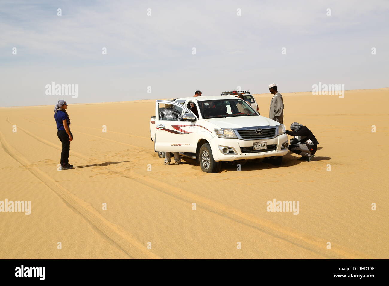 SUDAN, BAYUDA DESERT-CIRCA JANUARY 2019--unidentified car in the desert ...