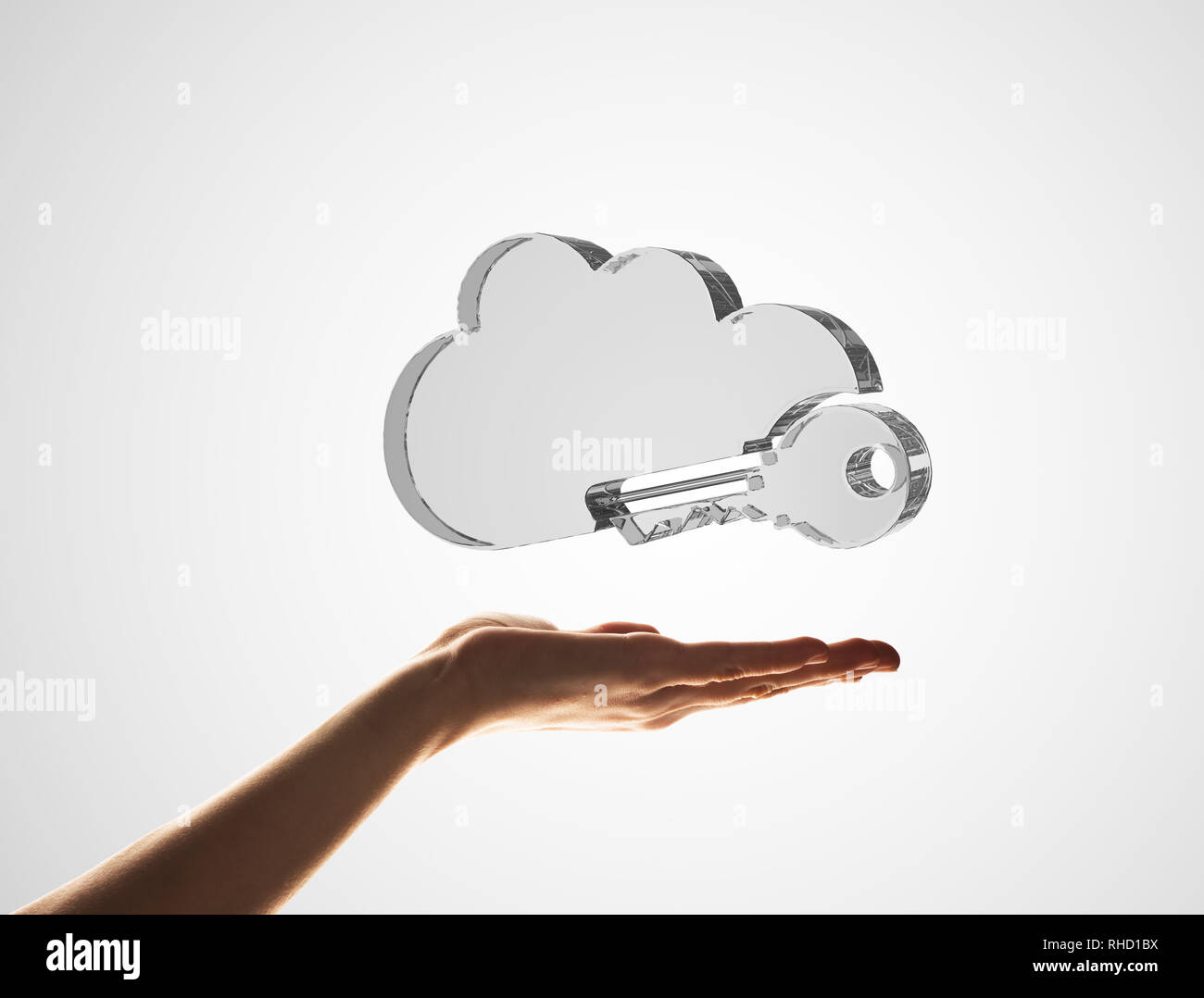 Cloud computing concept with glass symbol shown in hand Stock Photo - Alamy