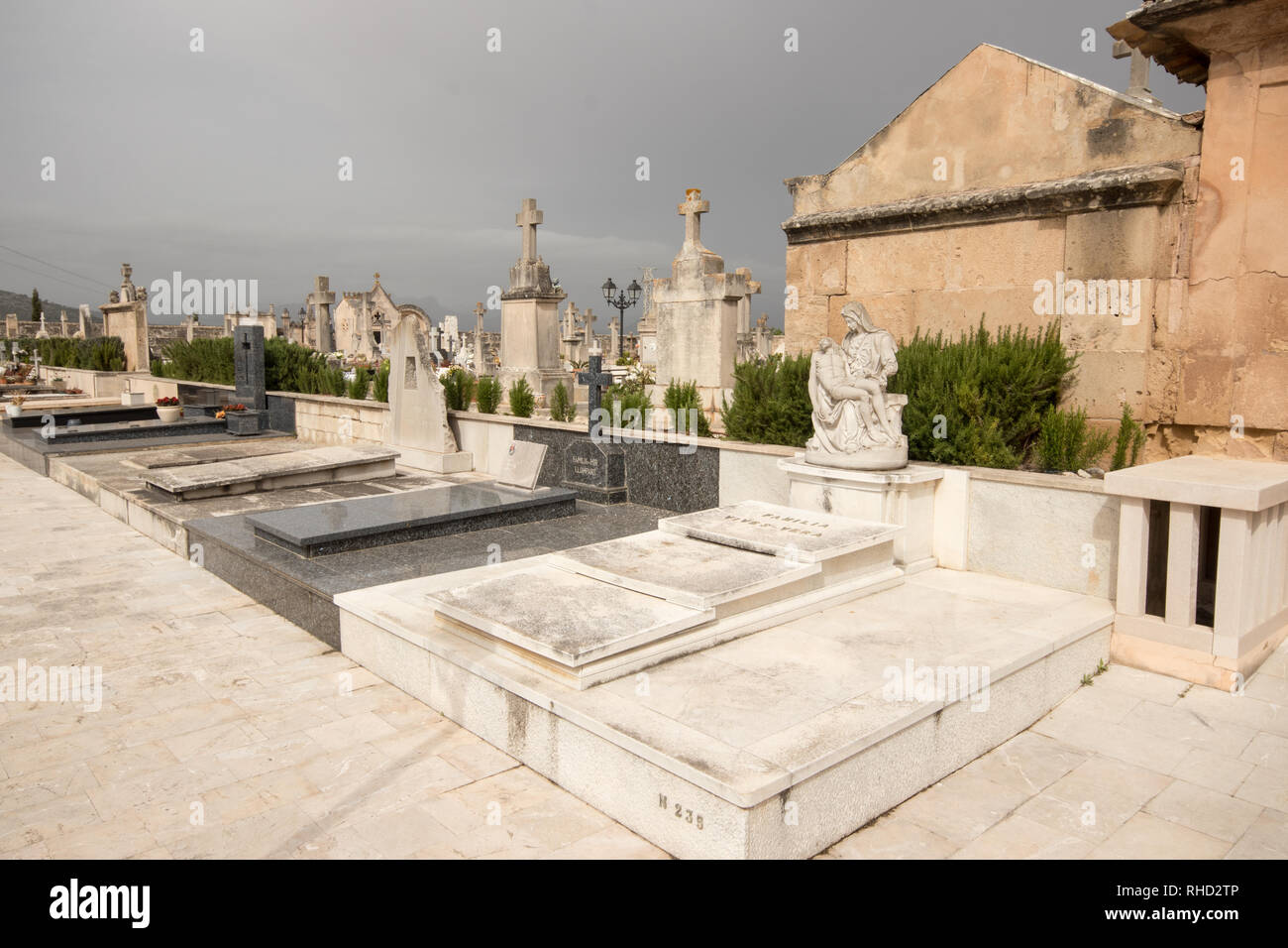 Municipal cemetery, Alcudia old town, Majorca (Mallorca), Balearic ...