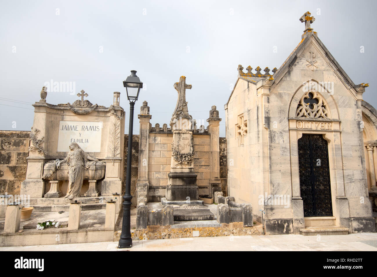 Municipal cemetery, Alcudia old town, Majorca (Mallorca), Balearic ...