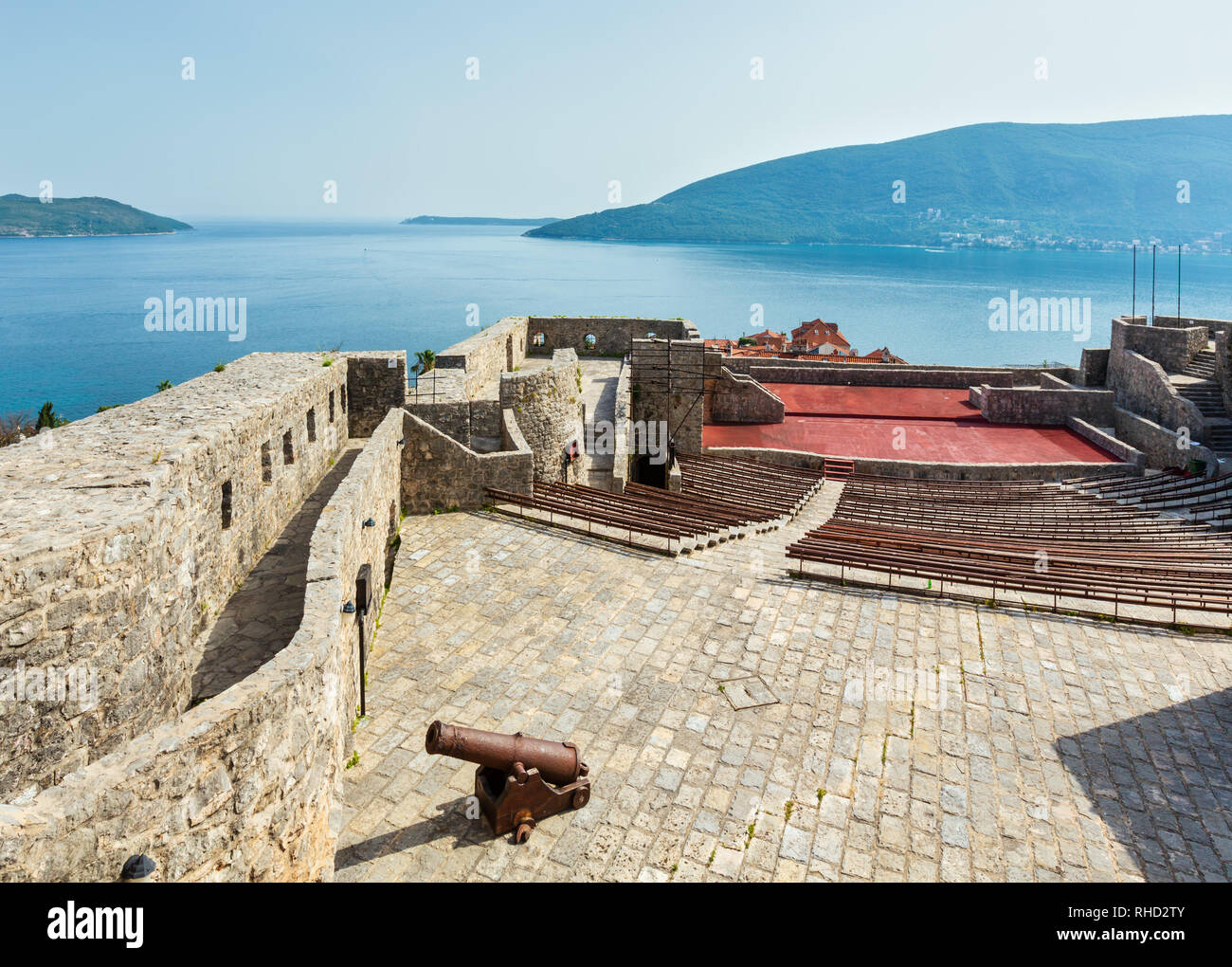 Forte Mare castle summer view and Bay of Kotor (Herceg Novi, Montenegro ...