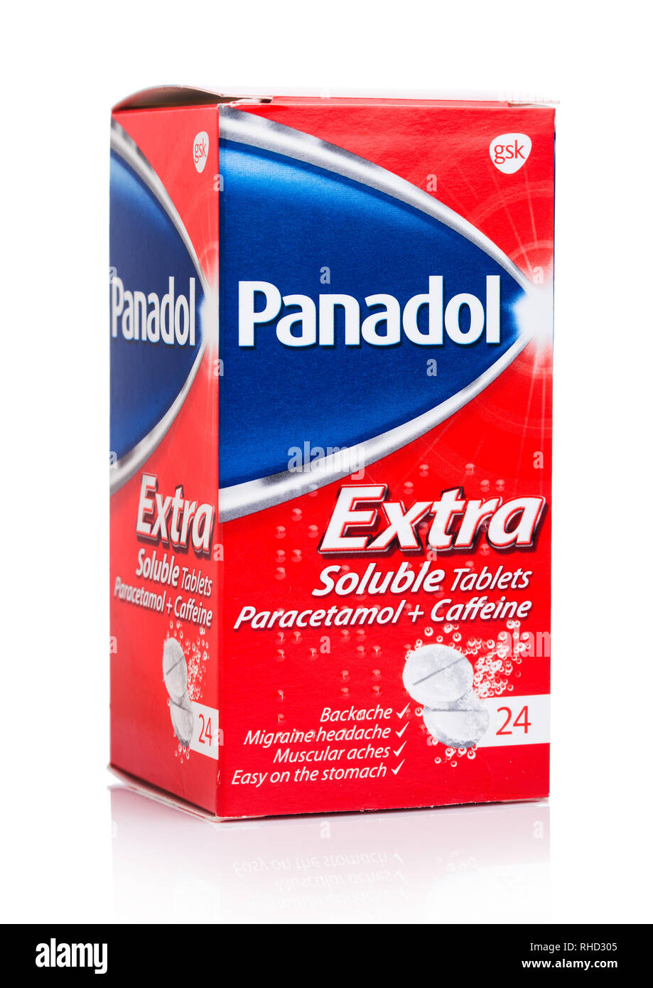 LONDON, UK - JANUARY 15, 2019: Box of Panadol Extra Soluble tablets ...