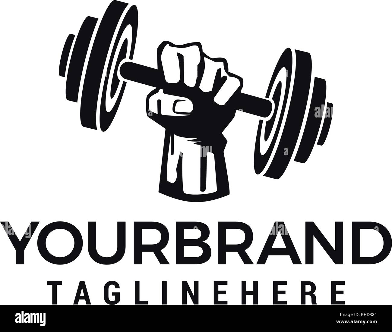 hand barbel Vector logo design for fitness club design vector template ...