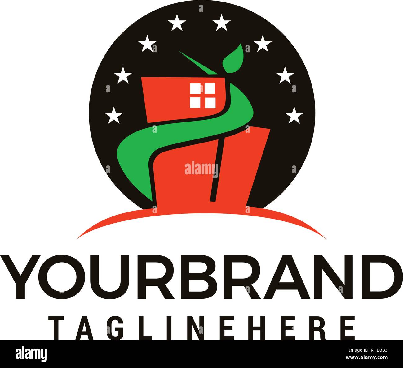 building green star Logo Template vector icon design Stock Vector Image ...