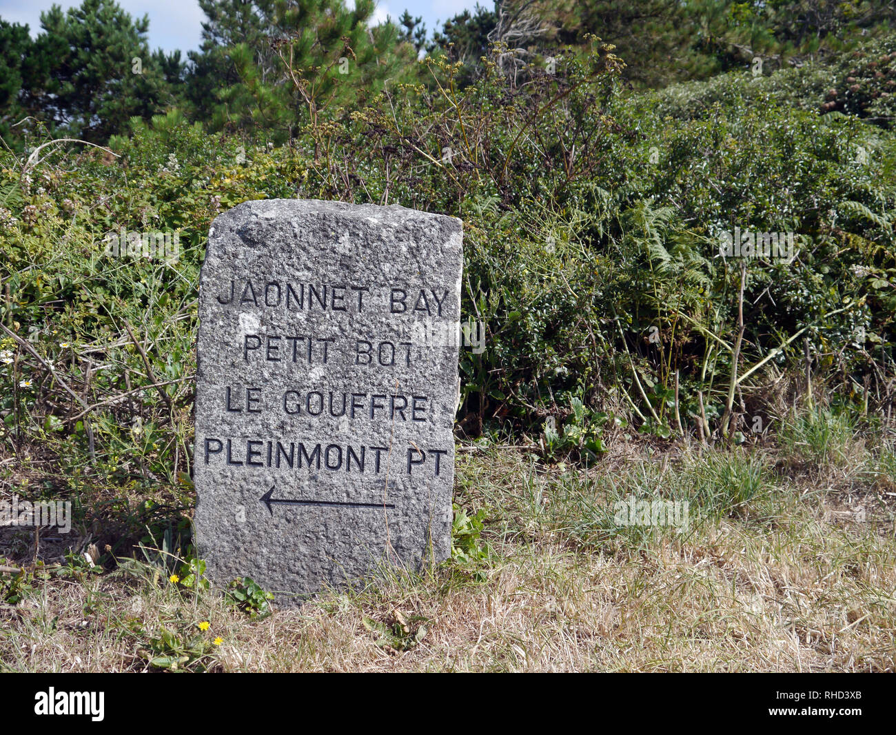 Engraved Stone Waymarker for Jaonnet Bay, Petit Bot, Le Gouffre ...