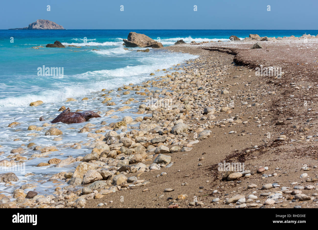 Beautiful summer Lefkada coast stony beach, Greece, Ionian Sea Stock ...