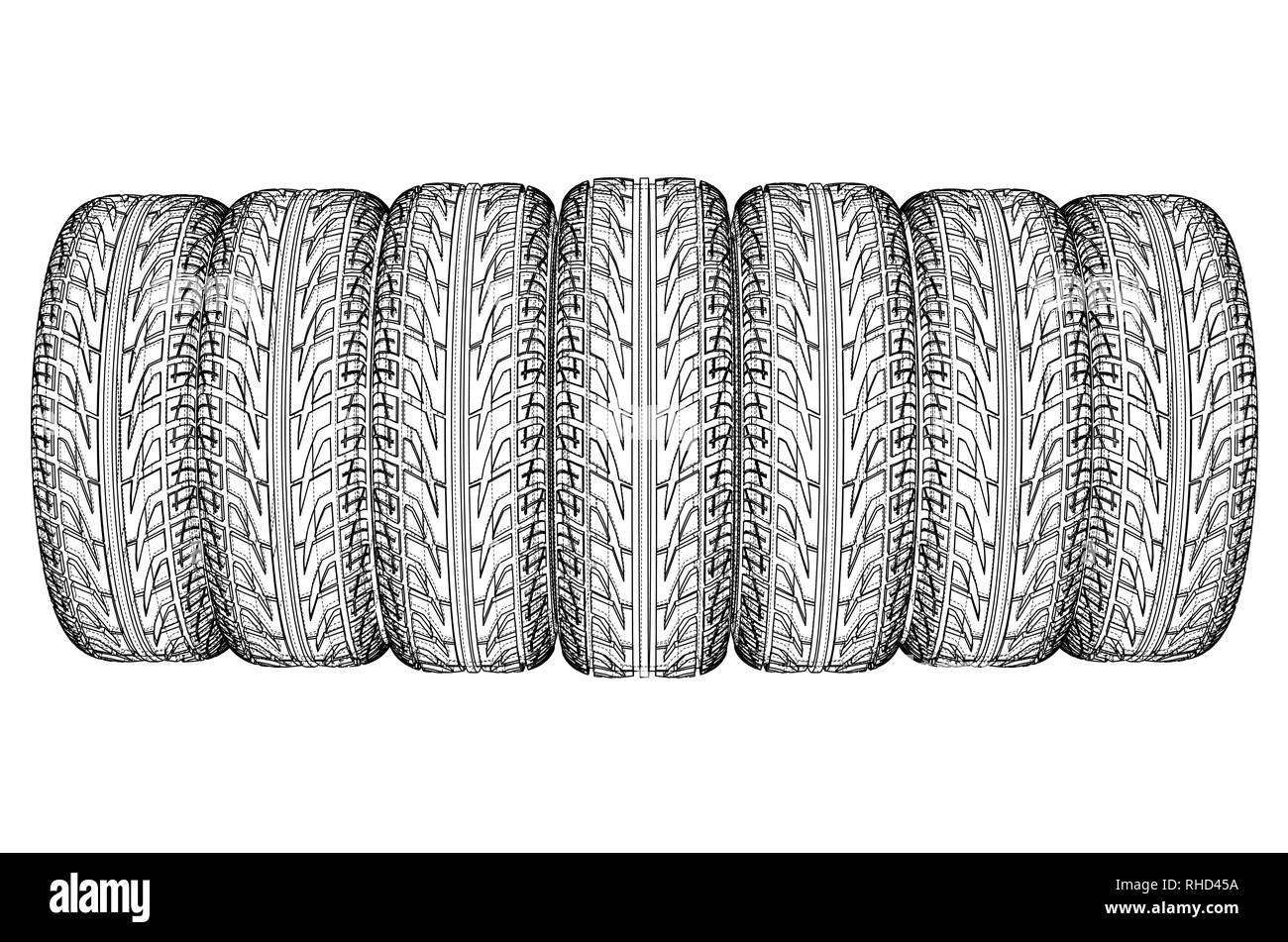 Car tires concept. Vector rendering of 3d Stock Vector Image & Art - Alamy