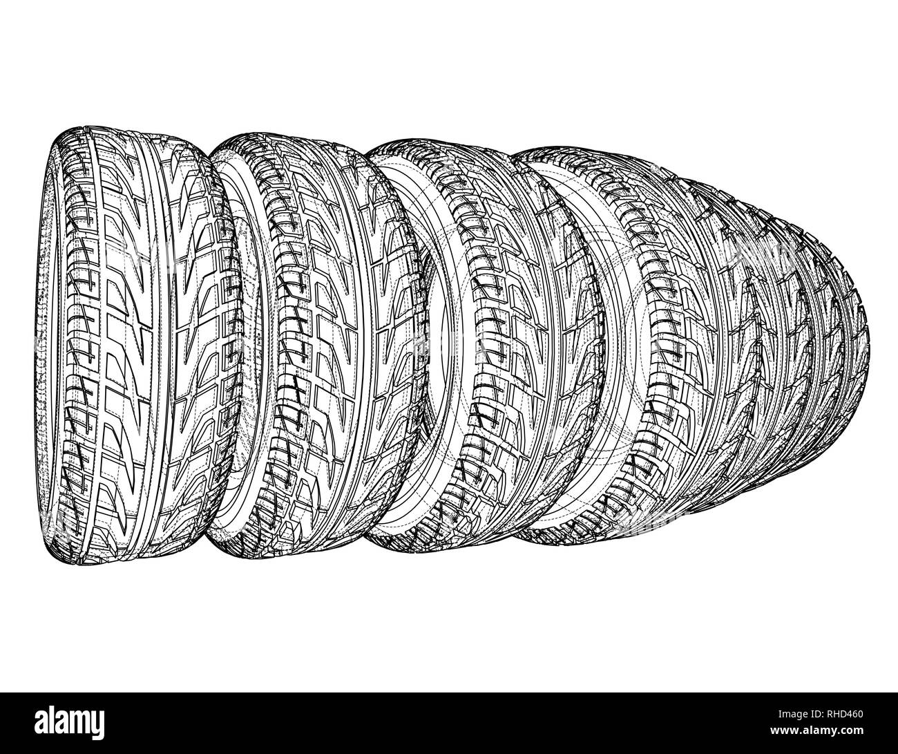 Car tires concept. Vector rendering of 3d Stock Vector Image & Art - Alamy