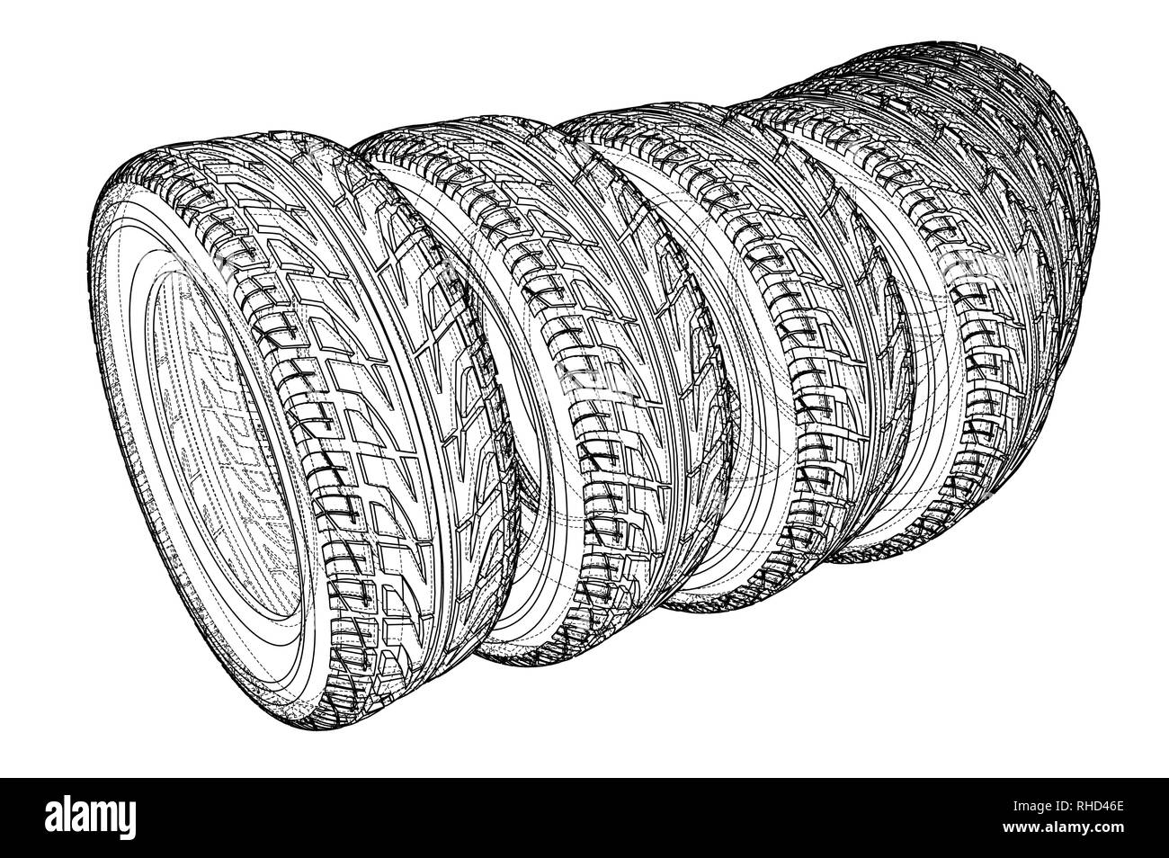 Car tires concept. Vector rendering of 3d Stock Vector Image & Art - Alamy