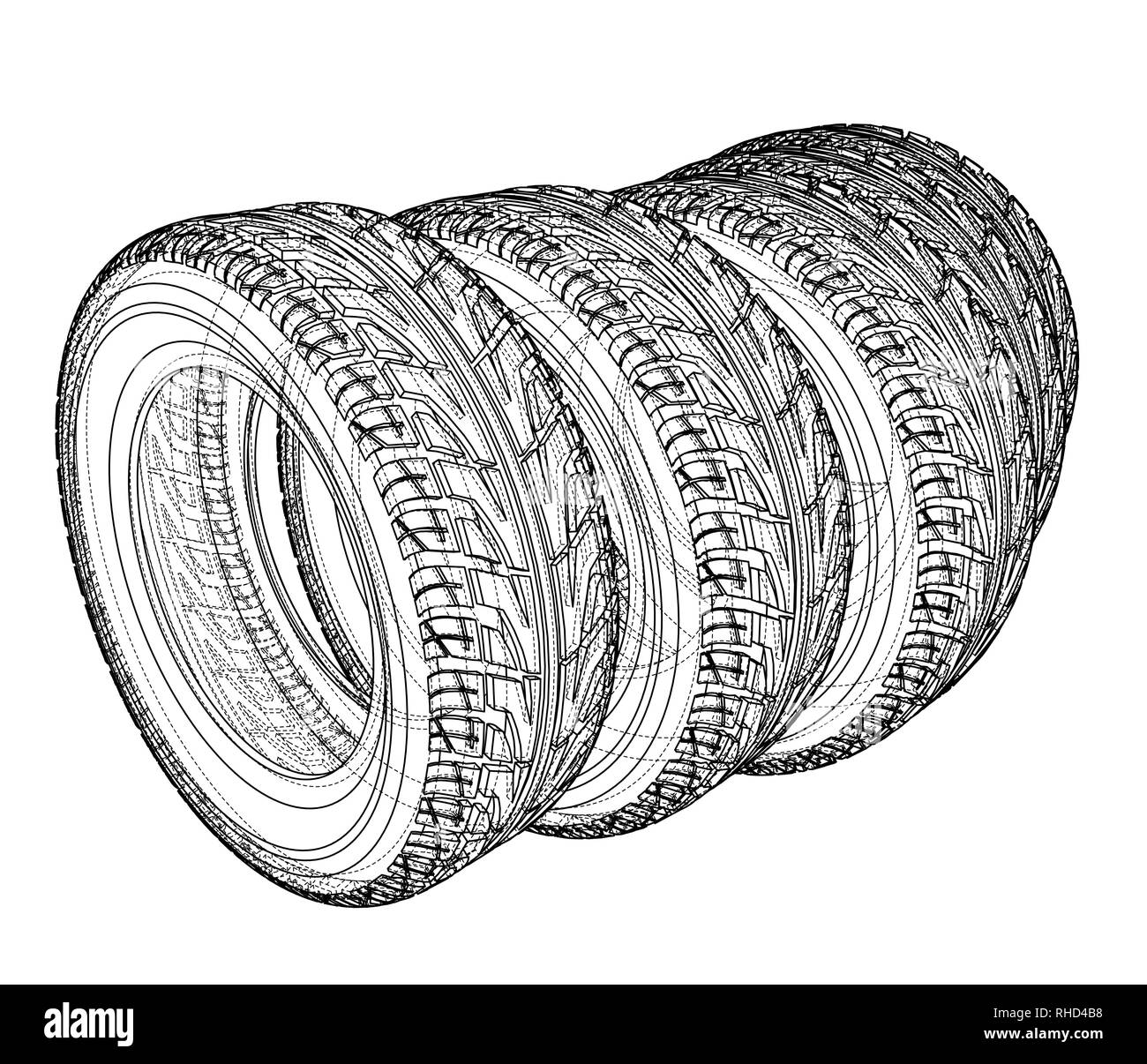 Car tires concept. Vector rendering of 3d Stock Vector Image & Art - Alamy