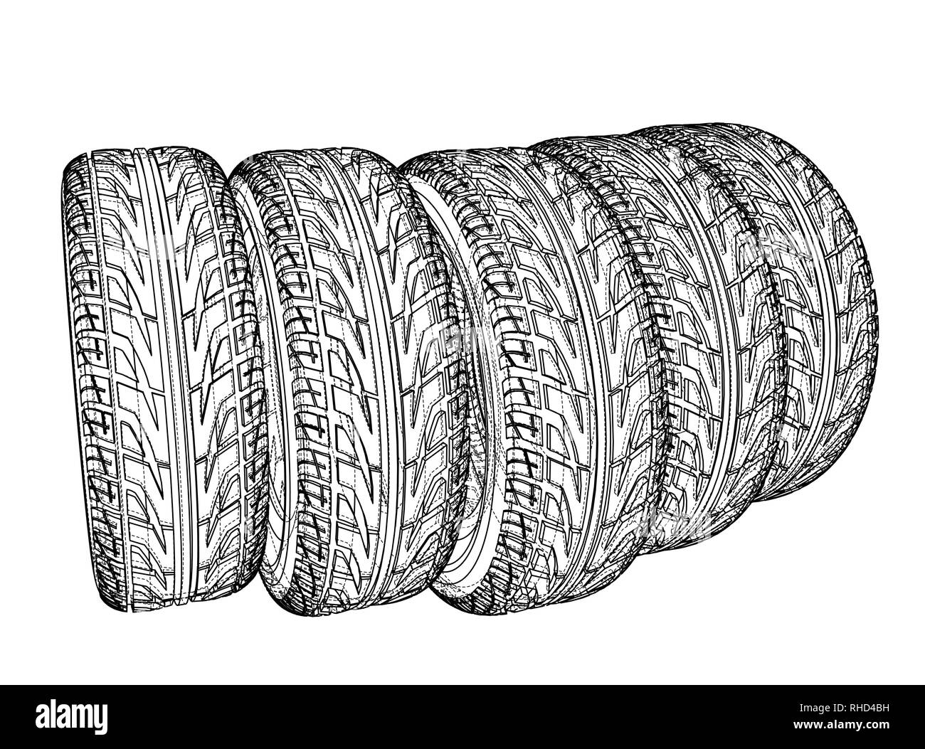 Car tires concept. Vector rendering of 3d Stock Vector Image & Art - Alamy