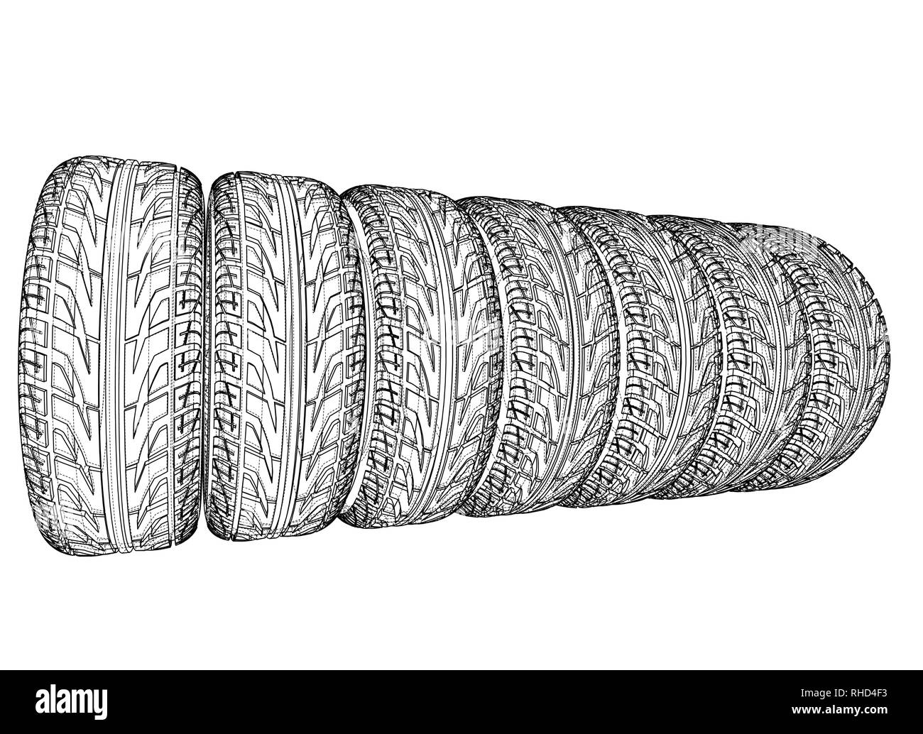 Car tires concept. Vector rendering of 3d Stock Vector Image & Art - Alamy