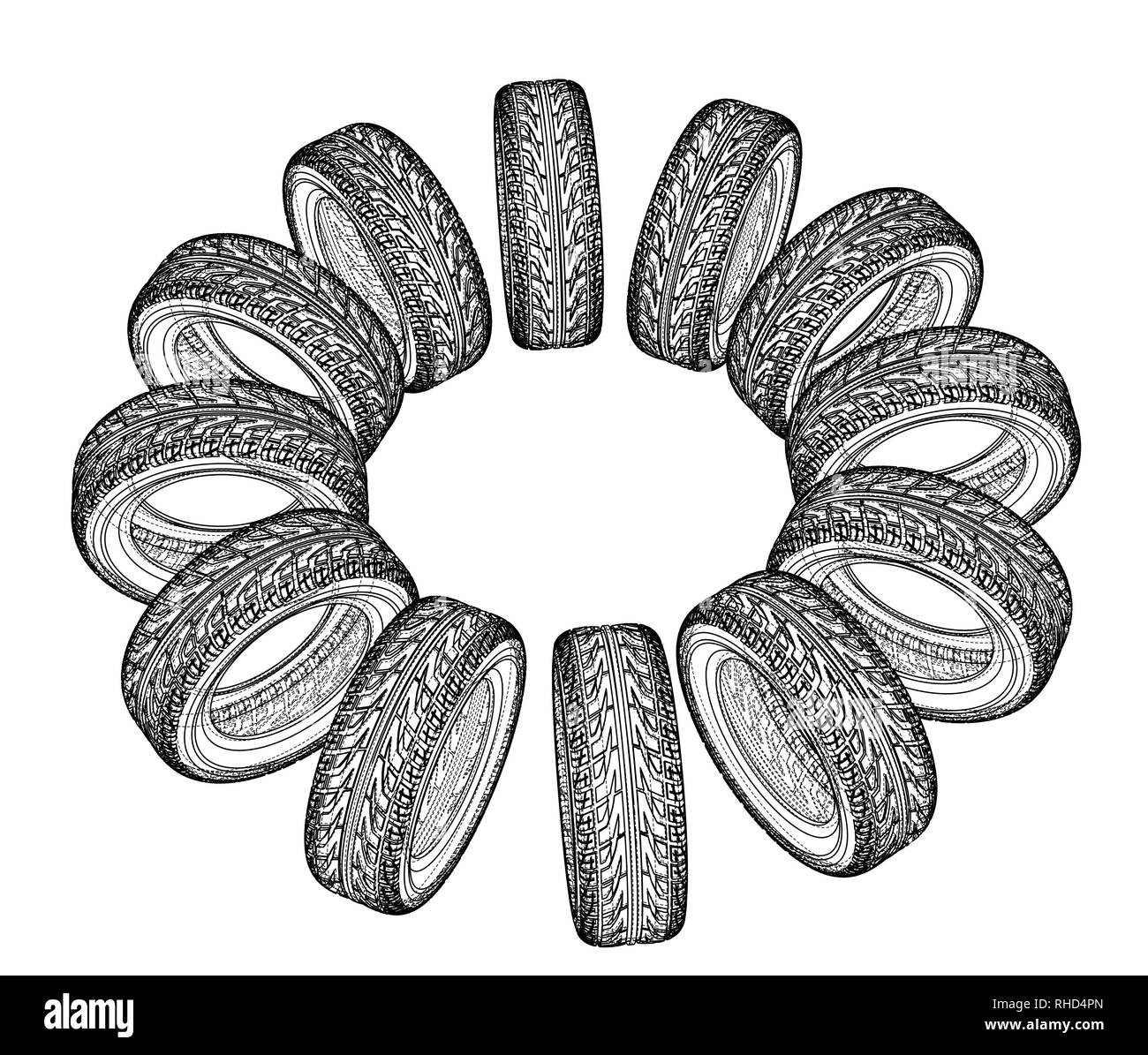 Car tires concept. Vector rendering of 3d Stock Vector Image & Art - Alamy