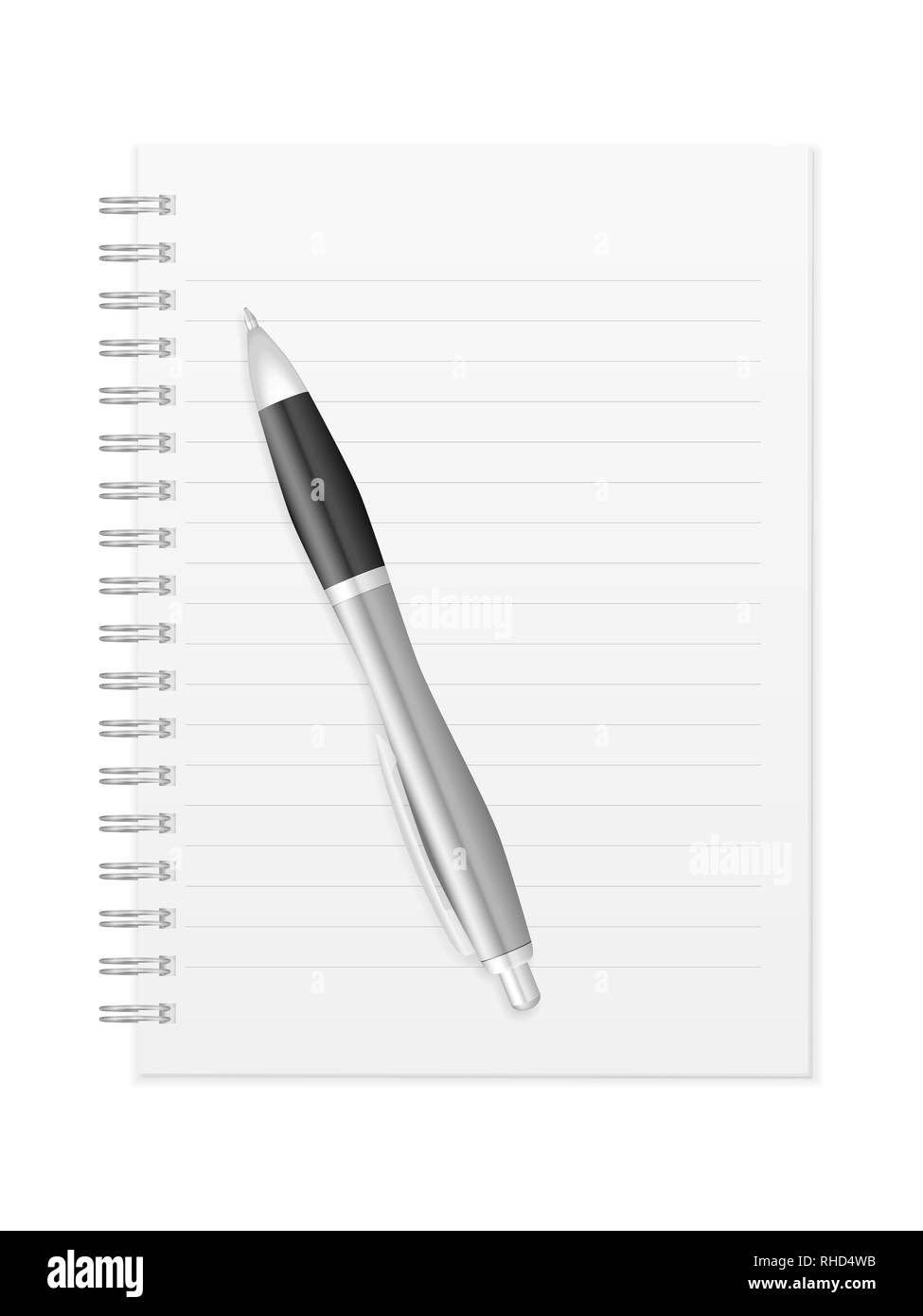Pen and notebook on a white background. Vector illustration Stock Photo ...
