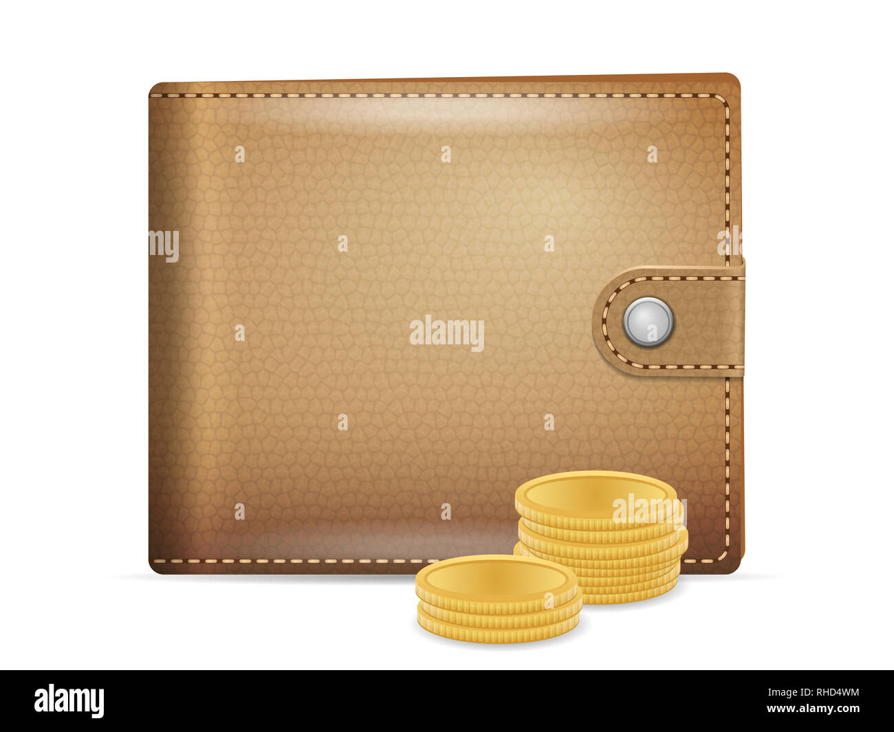 Wallet and coins on a white background Stock Photo - Alamy