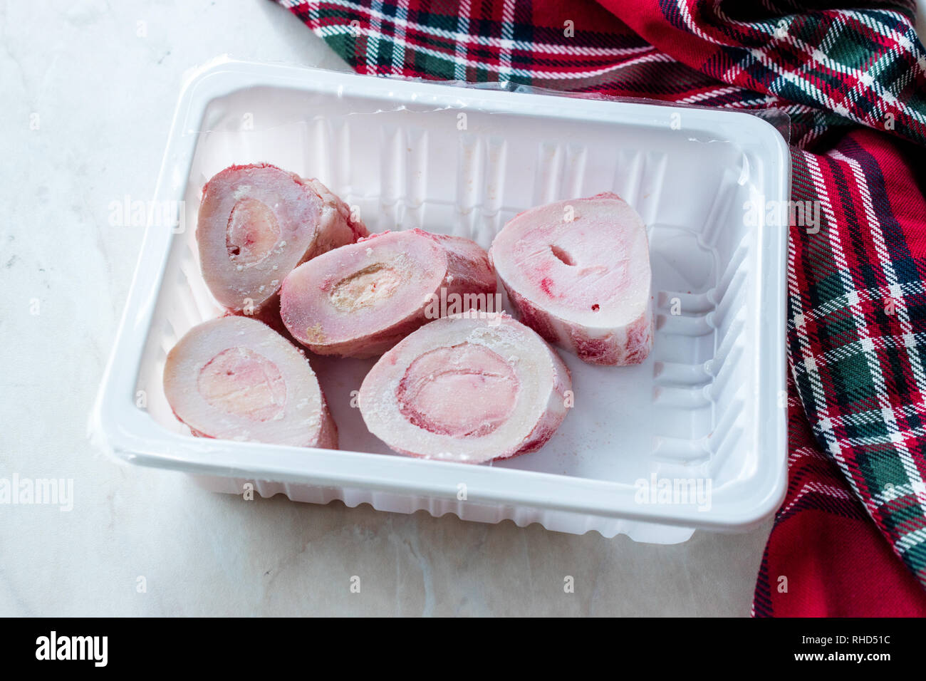 Raw Frozen Veal Bones in Container / Plastic Box Package. Organic Food ...