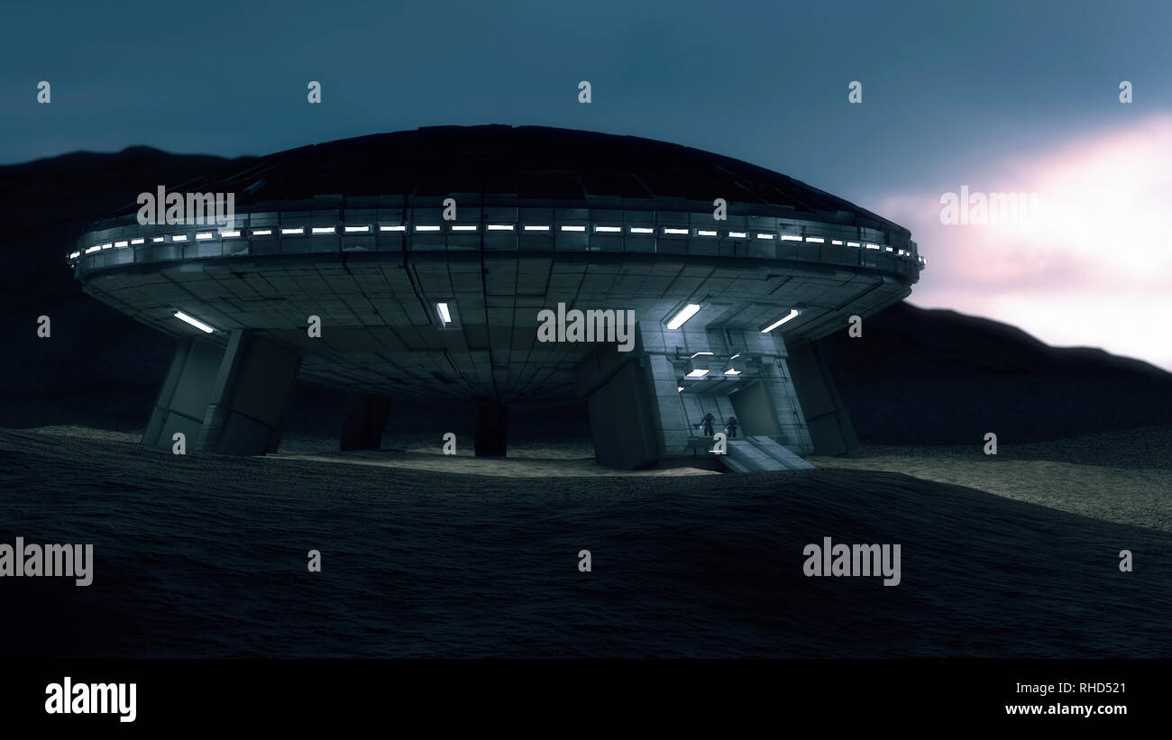 3d render. Futuristic spaceship concept Stock Photo - Alamy