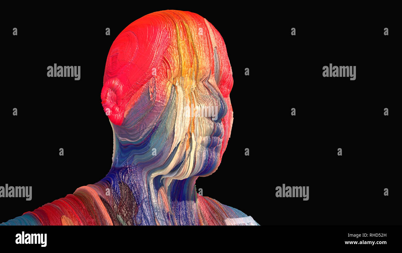 3d render. Head Human shattered portrait Stock Photo - Alamy