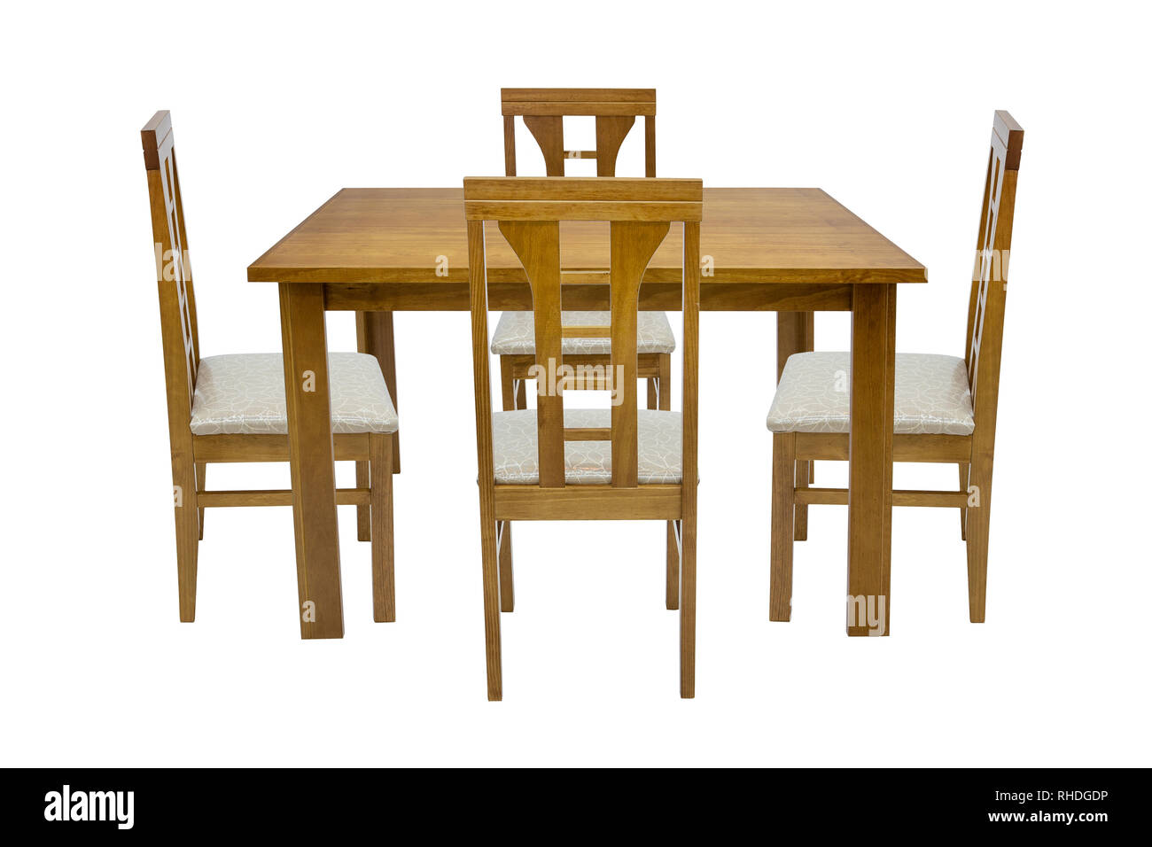 Table and four chairs on white background Stock Photo - Alamy