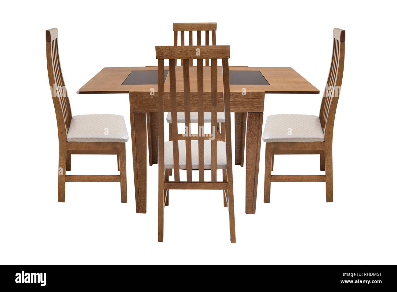 Table and four chairs on white background Stock Photo - Alamy