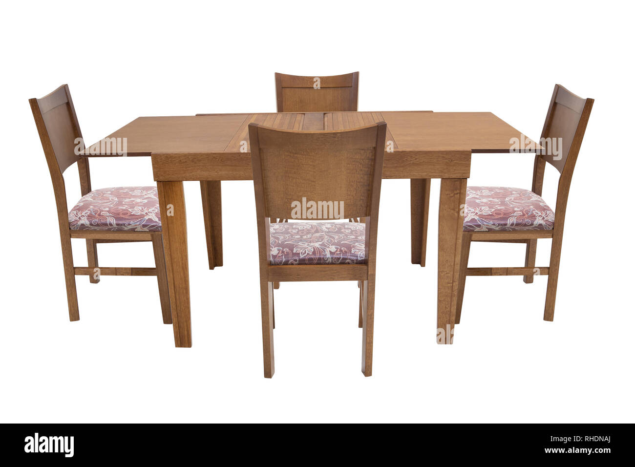 Table and four chairs on white background Stock Photo - Alamy