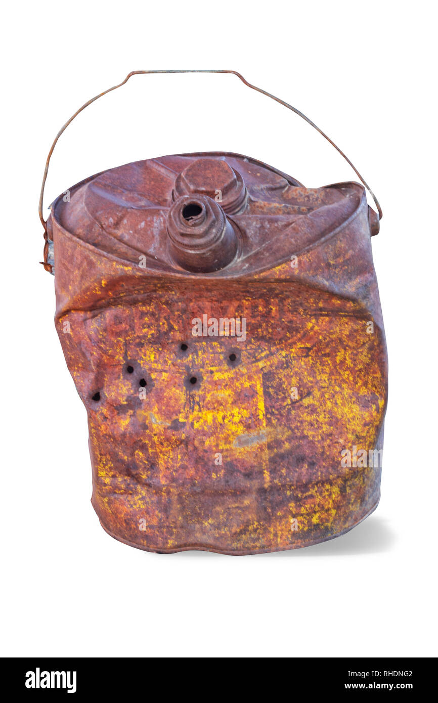Antique Bullet Riddled Oil Can Stock Photo - Alamy